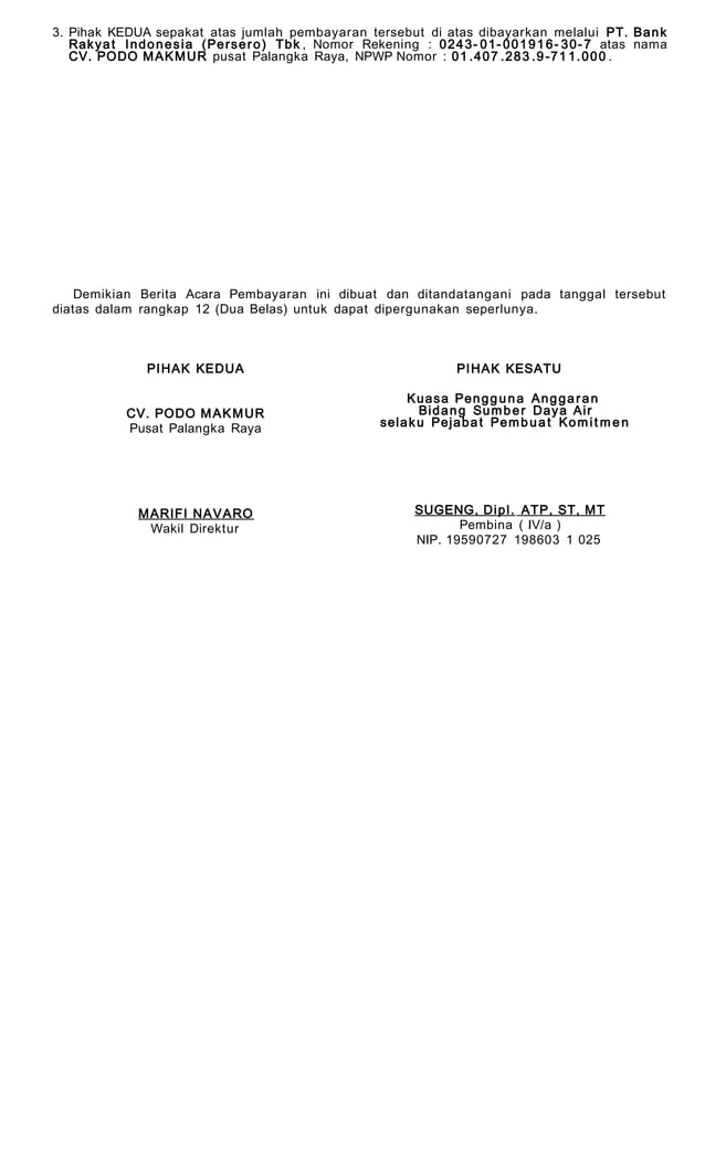 Berita acara pembayaran uang muka rehab contoh | DOC