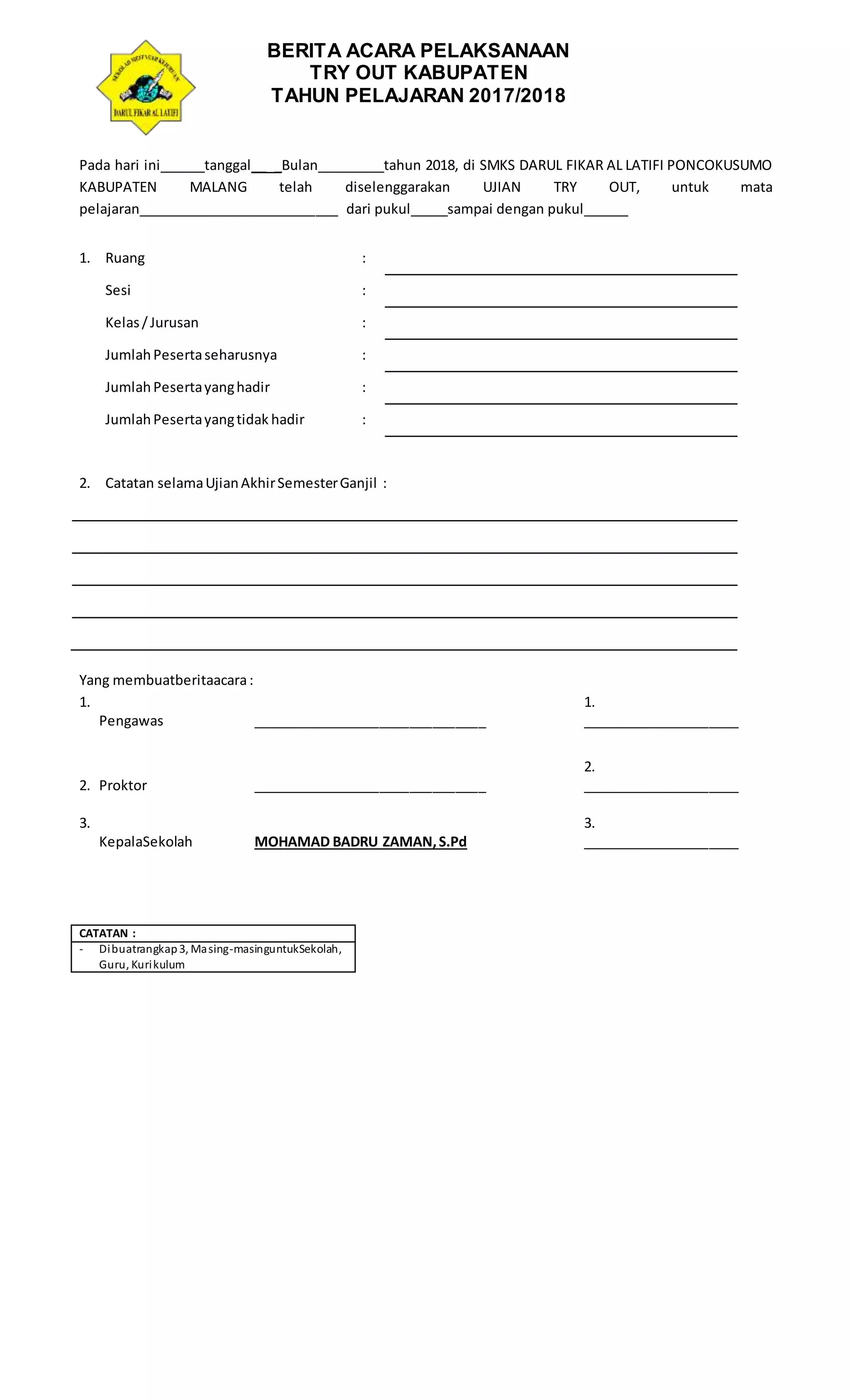 Berita acara try out | PDF