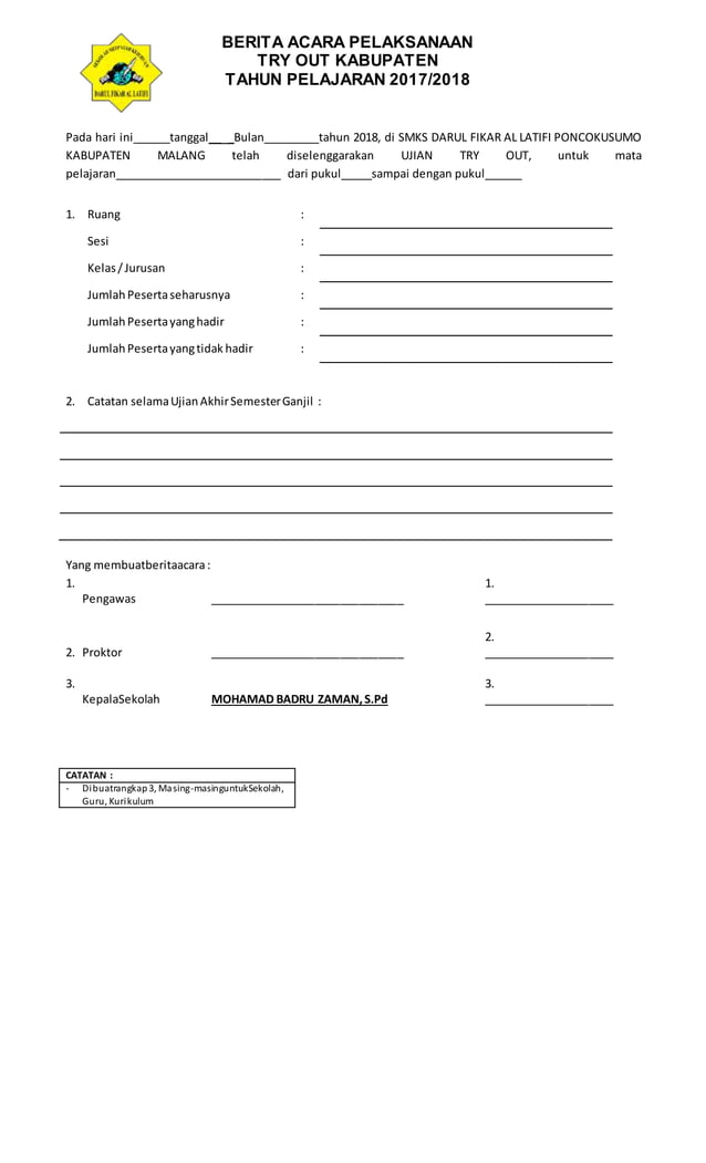 Berita acara try out | PDF