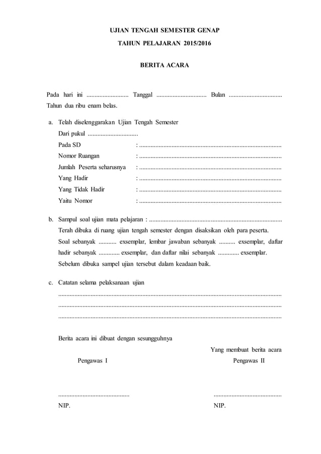 Berita acara uts | DOCX