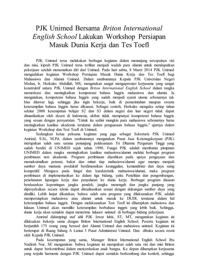 Berita pjk unimed | PDF