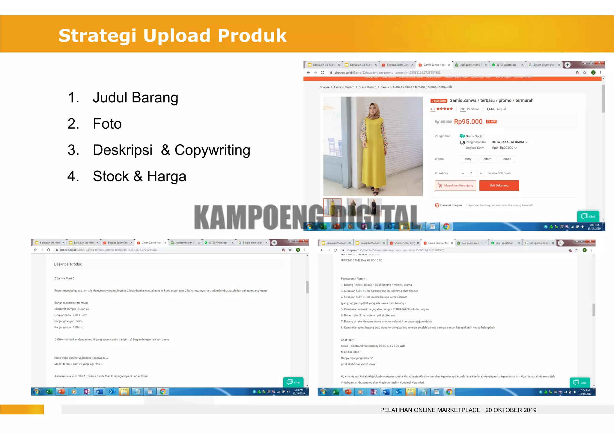 Strategi Berjualan di Marketplace Tokopedia, Bukalapak, Shopee dan Lazada | PDF