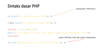 Berkenalan dengan bahasa php pemrograman web | PPTX