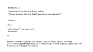 Berkenalan dengan bahasa php pemrograman web | PPTX