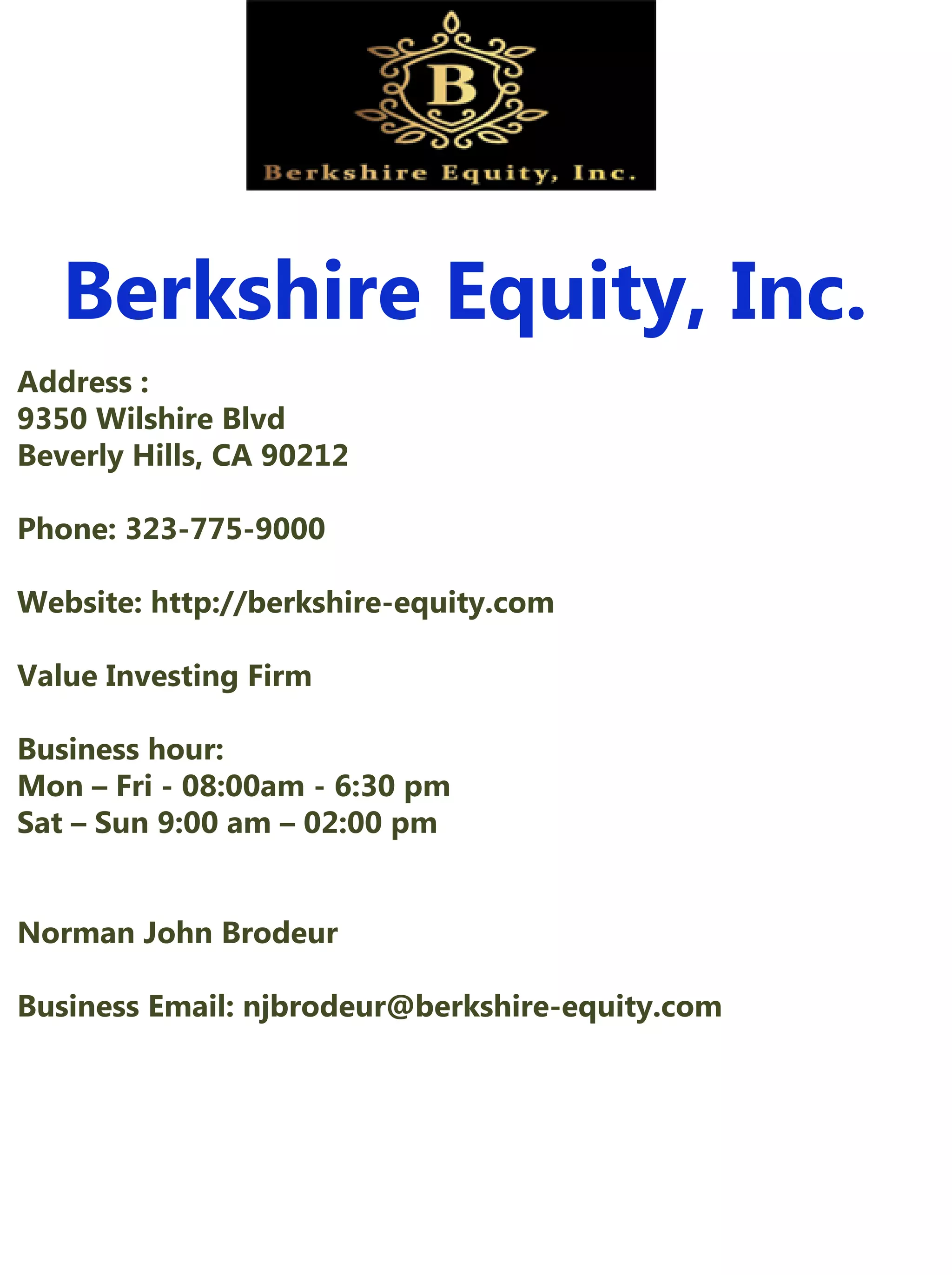 Berkshire Equity, Inc. | PDF