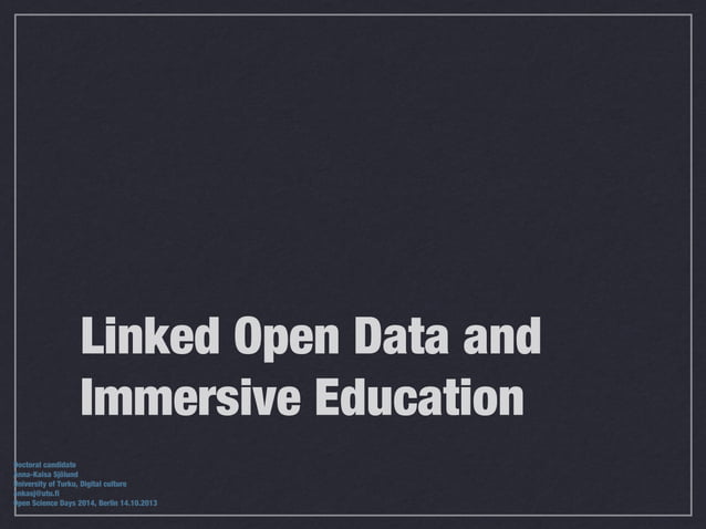 Linked Open Data and Immersive Education | PPT