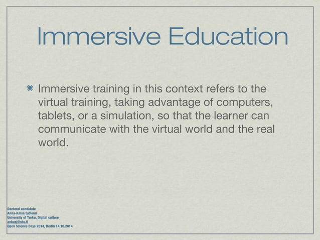 Linked Open Data and Immersive Education | PPT