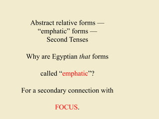 Second Tenses in Egyptian-Coptic and Some Other African Languages | PDF