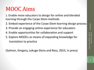 Carpe Diem MOOC:Practical Lessons Learnt- Berlin, Online Educa 2014 | PPT