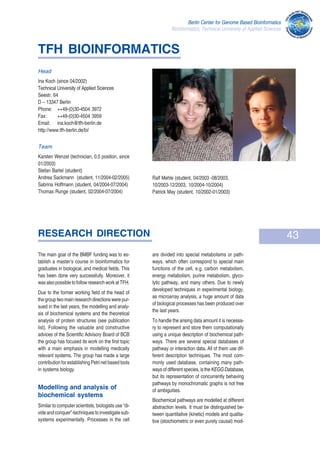 Berlin center for genome based bioinformatics koch05 | PDF