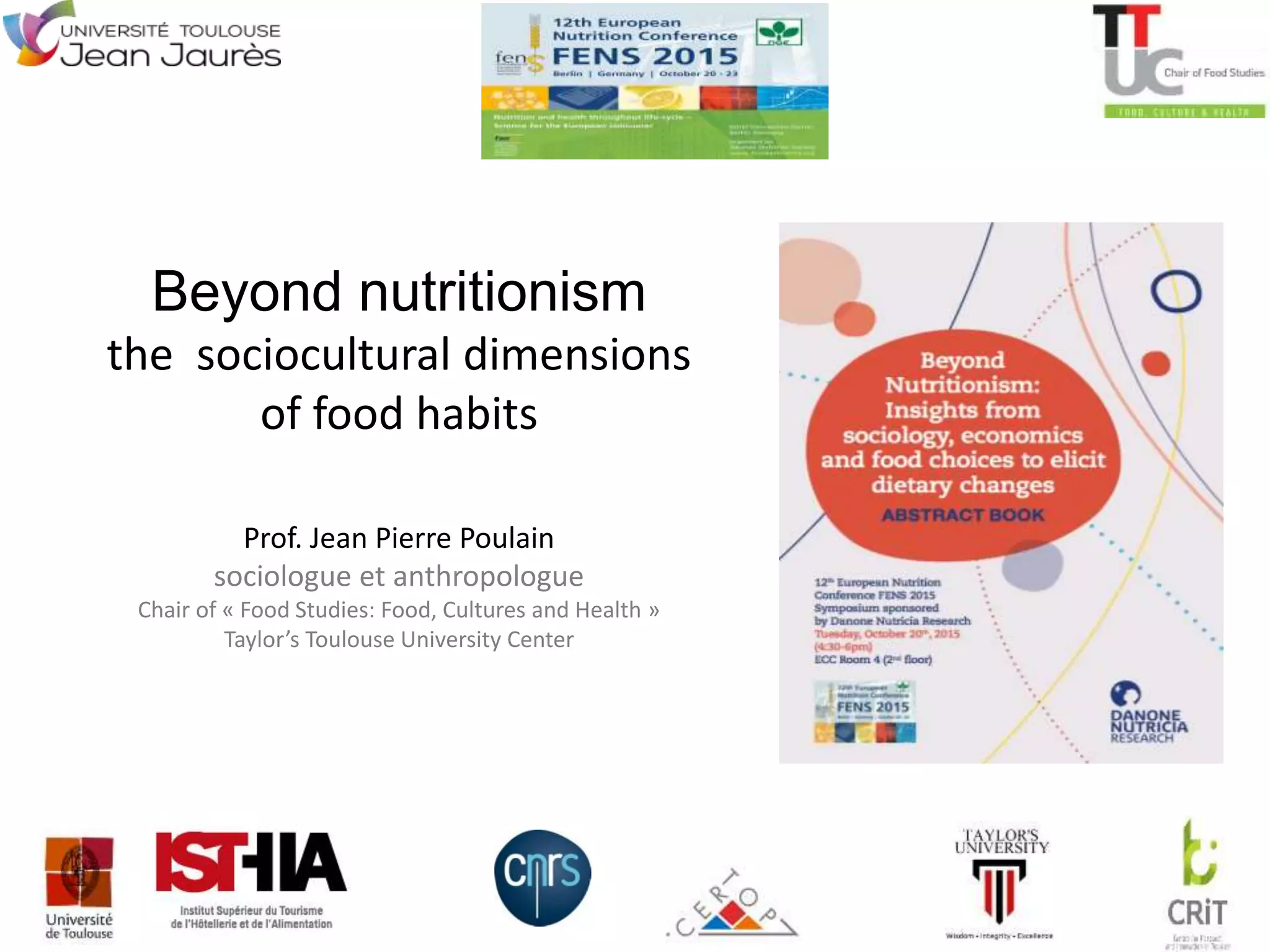 Beyond nutritionism the sociocultural dimensions of food habits | PPTX