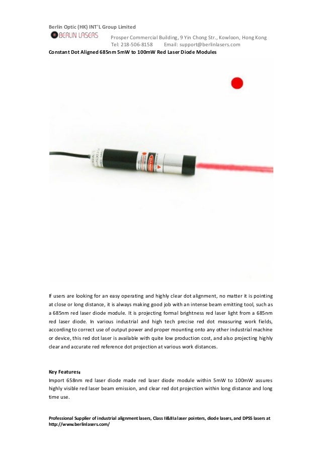 Berlinlasers 658nm 5mW 10mW 20mW 30mW 50mW 80mW 100mW Red Laser Diode Modules.pdf | Physics ...