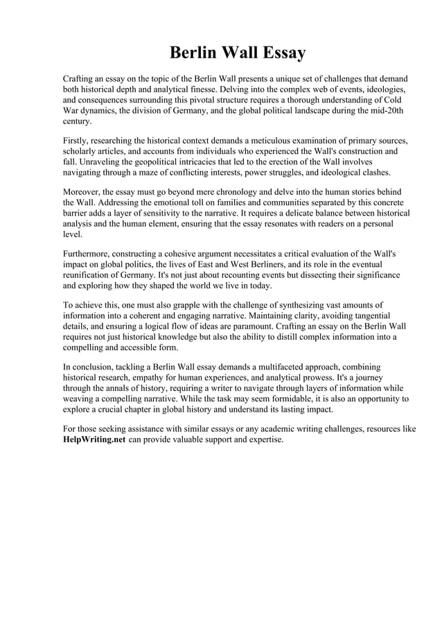Berlin Wall Essay. Berlin wall research questions. The Rise and Fall of ...
