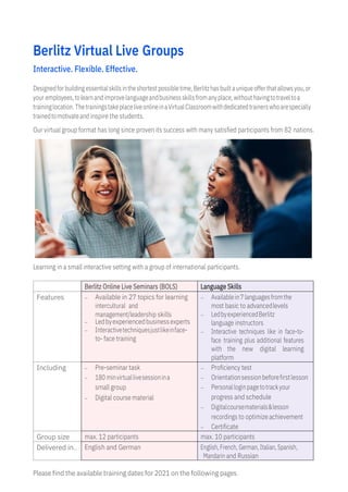 Berlitz Live Online groups 2021 | PDF