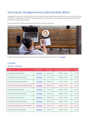 Berlitz Live Online groups 2021 | PDF | Workshops and Classes | Hobbies & Interests