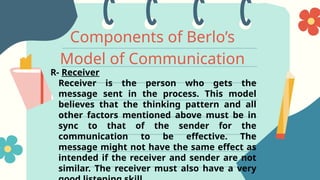 BERLO'S MODEL OF COMMUNICATION ORAL COMMUNICATION | PPTX