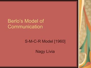 Berlo’s model of communication | PPT