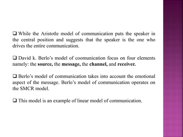 Berlo's smcr model of communication | PPTX