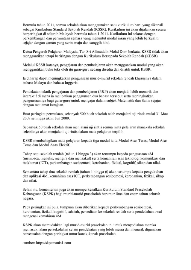 Bermula tahun 2011 kssr | DOCX