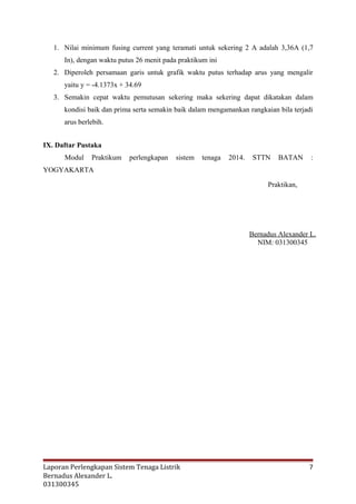 Laporan Praktikum Sistem Tenaga Listrik - Sekering (Patron Lebur) | DOC