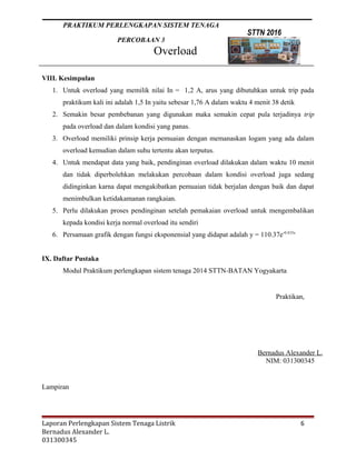 Laporan Perlengkapan Sistem Tenaga Listrik - Overload | PDF