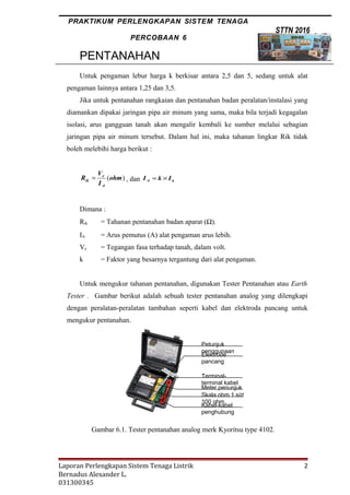 Laporan Perlengkapan Sistem Tenaga Listrik - Pentanahan | DOC