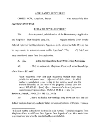 Appellant's Reply Brief in Georgia Court of Appeals | PDF