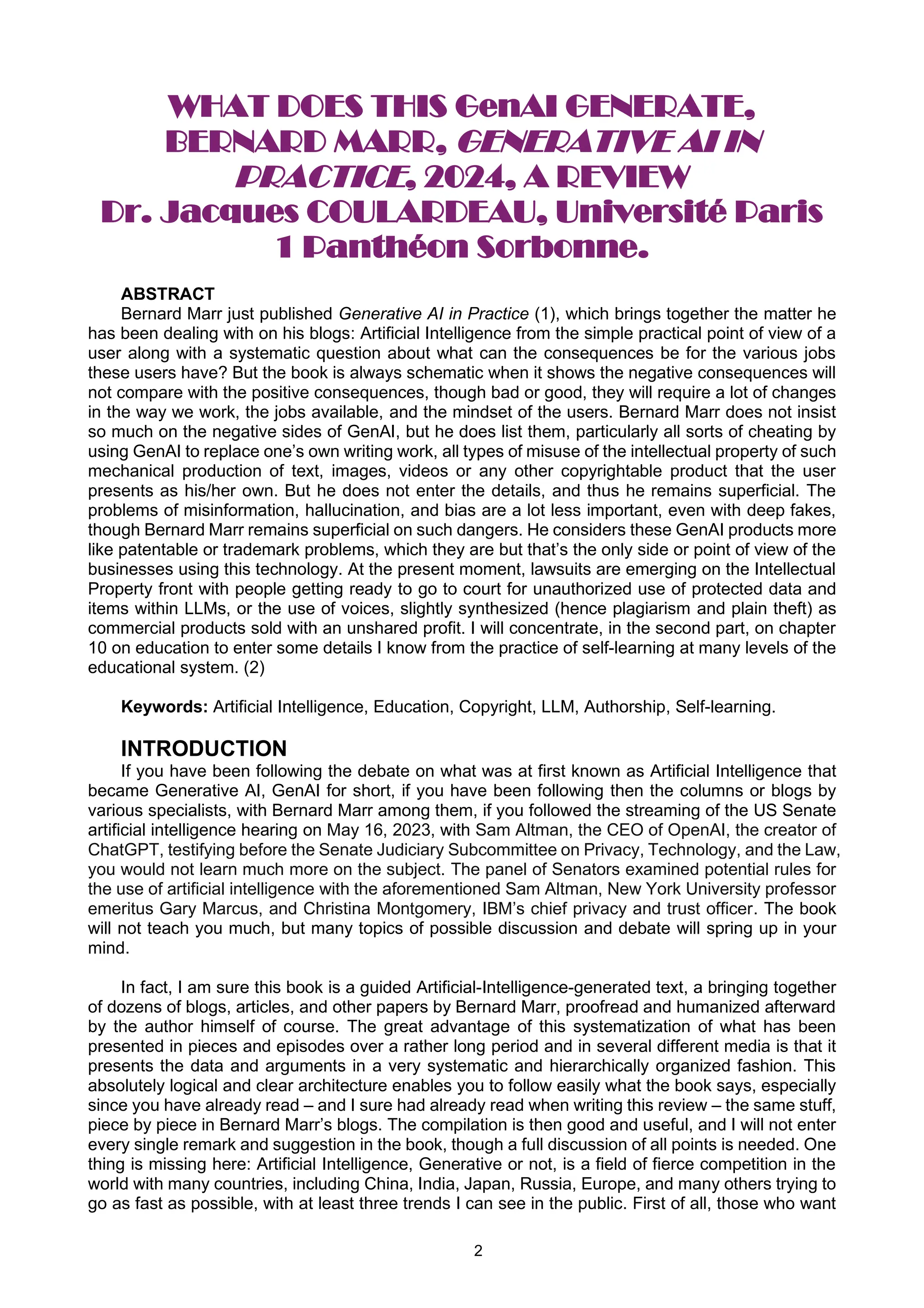 DANGEROUS GenAI? TRUE OR DEEP FAKE? YES OR NO? | PDF