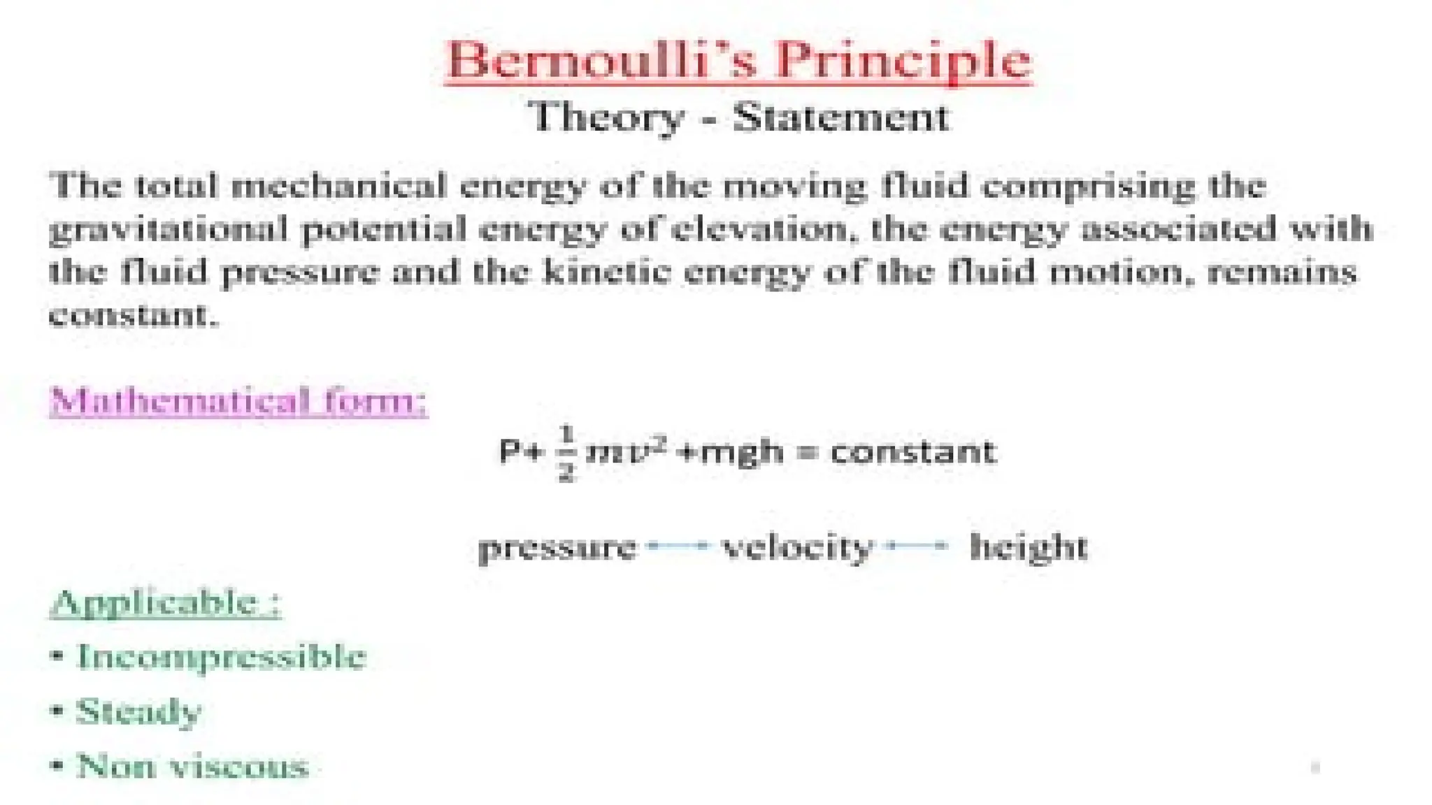 bernaullis Equation Fluid dynamics ch.06
