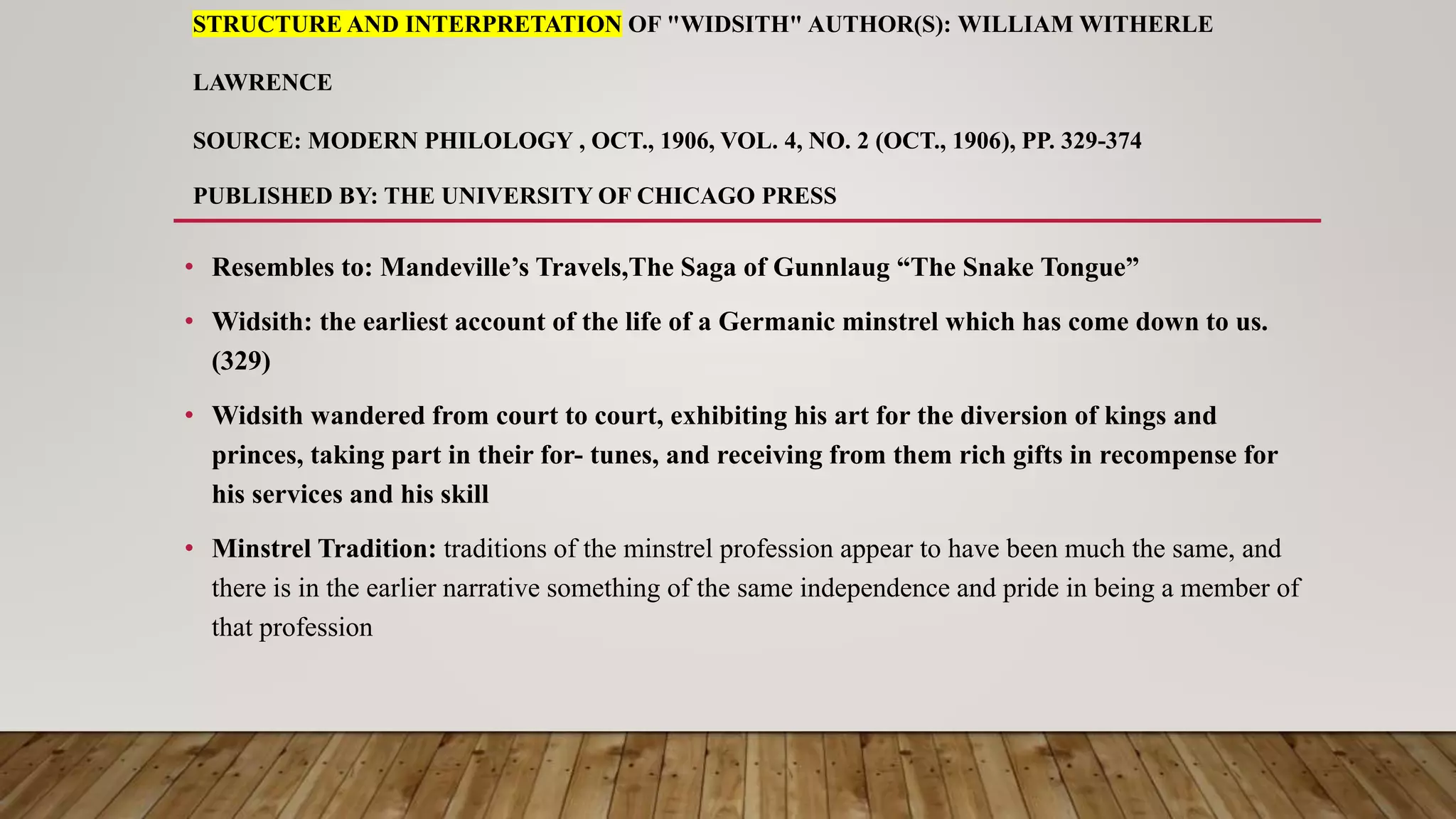 Berna widsith w1 ppt | PPT