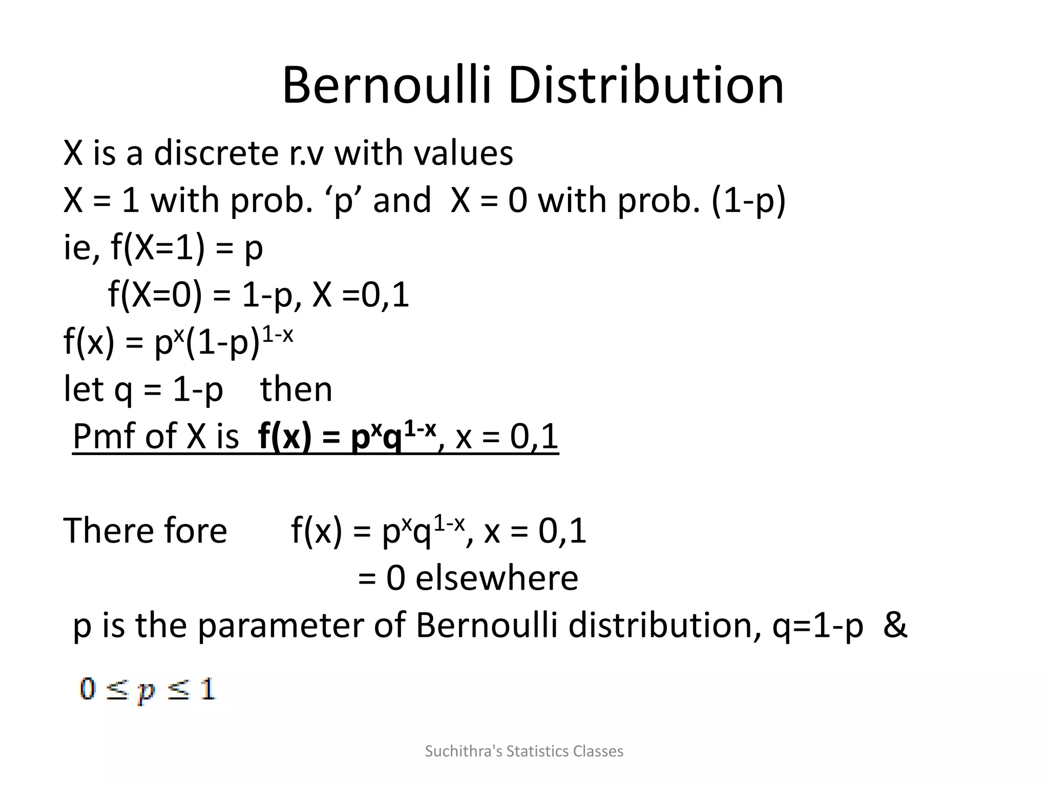 Bernoulli Distribution Pptx Physics Science
