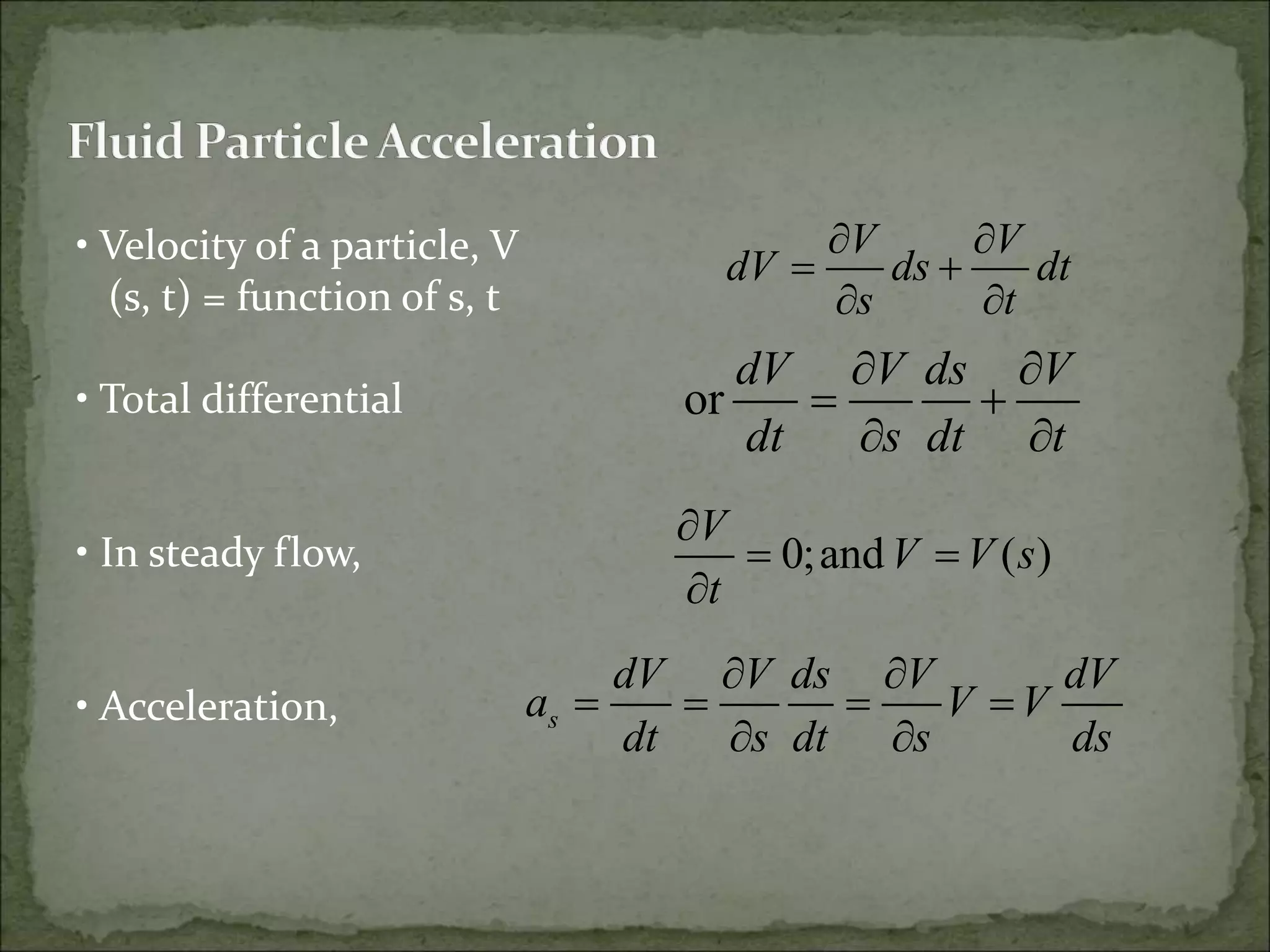 Bernoulli Equation Acceleration Of A Fluid Particle Derivation Of The Bernoulli Equation