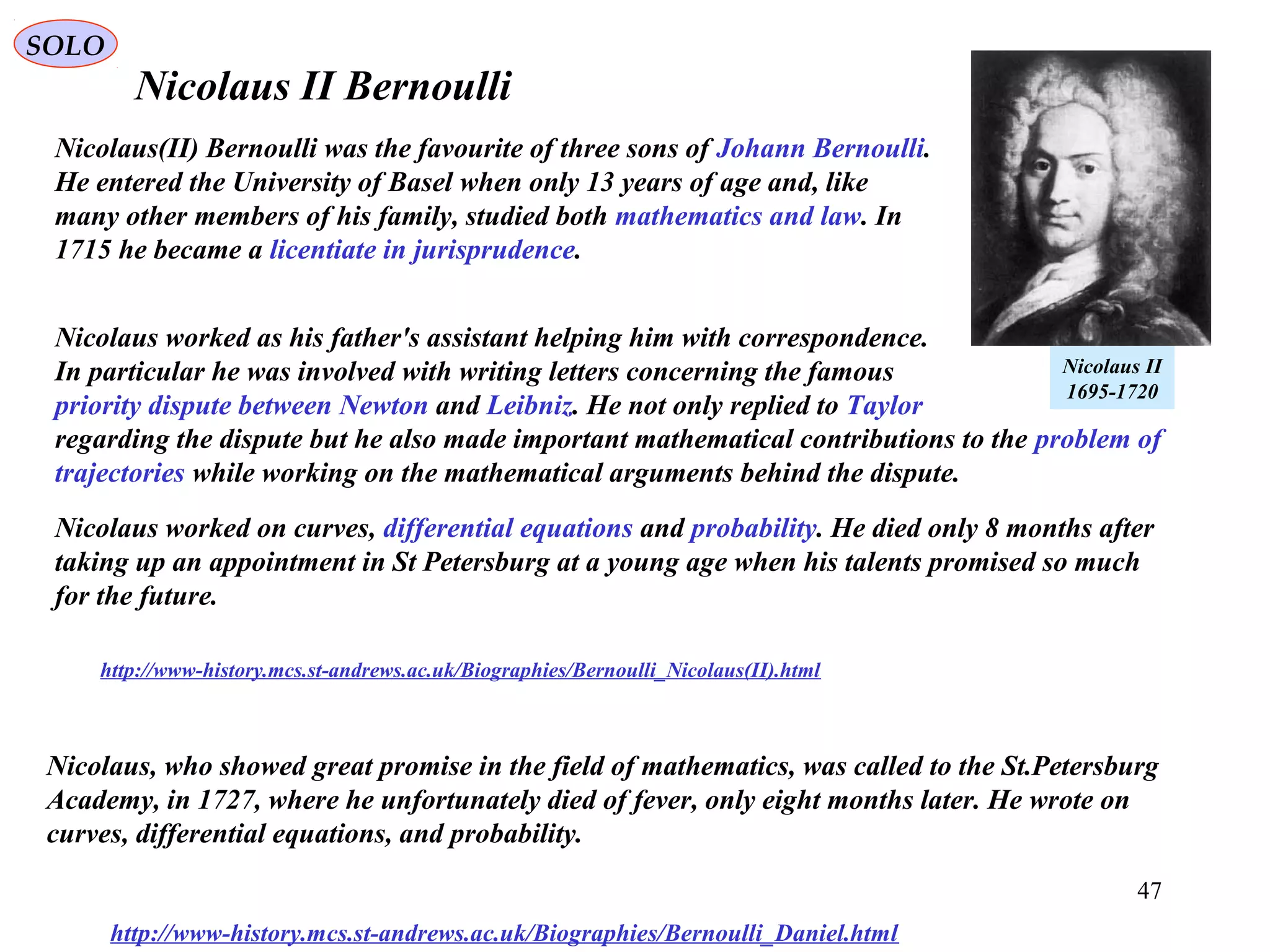 Bernoulli Family | PPT