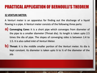 Bernoulli's Theorem, Limitations & its Practical Application | PDF