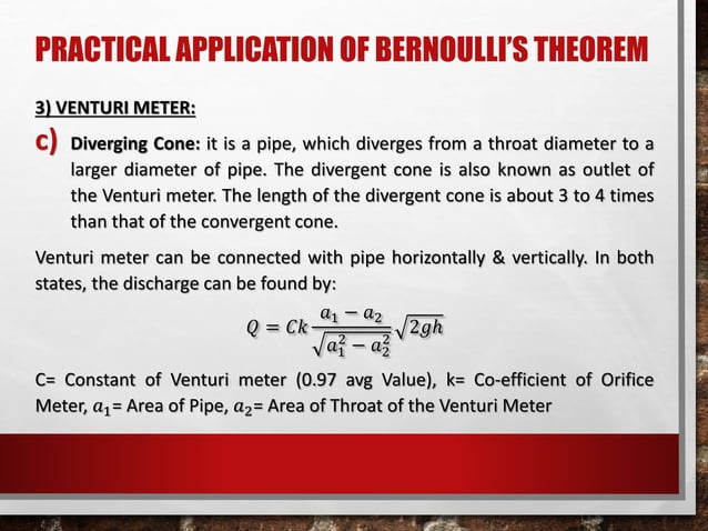 Bernoulli's Theorem, Limitations & its Practical Application | PDF