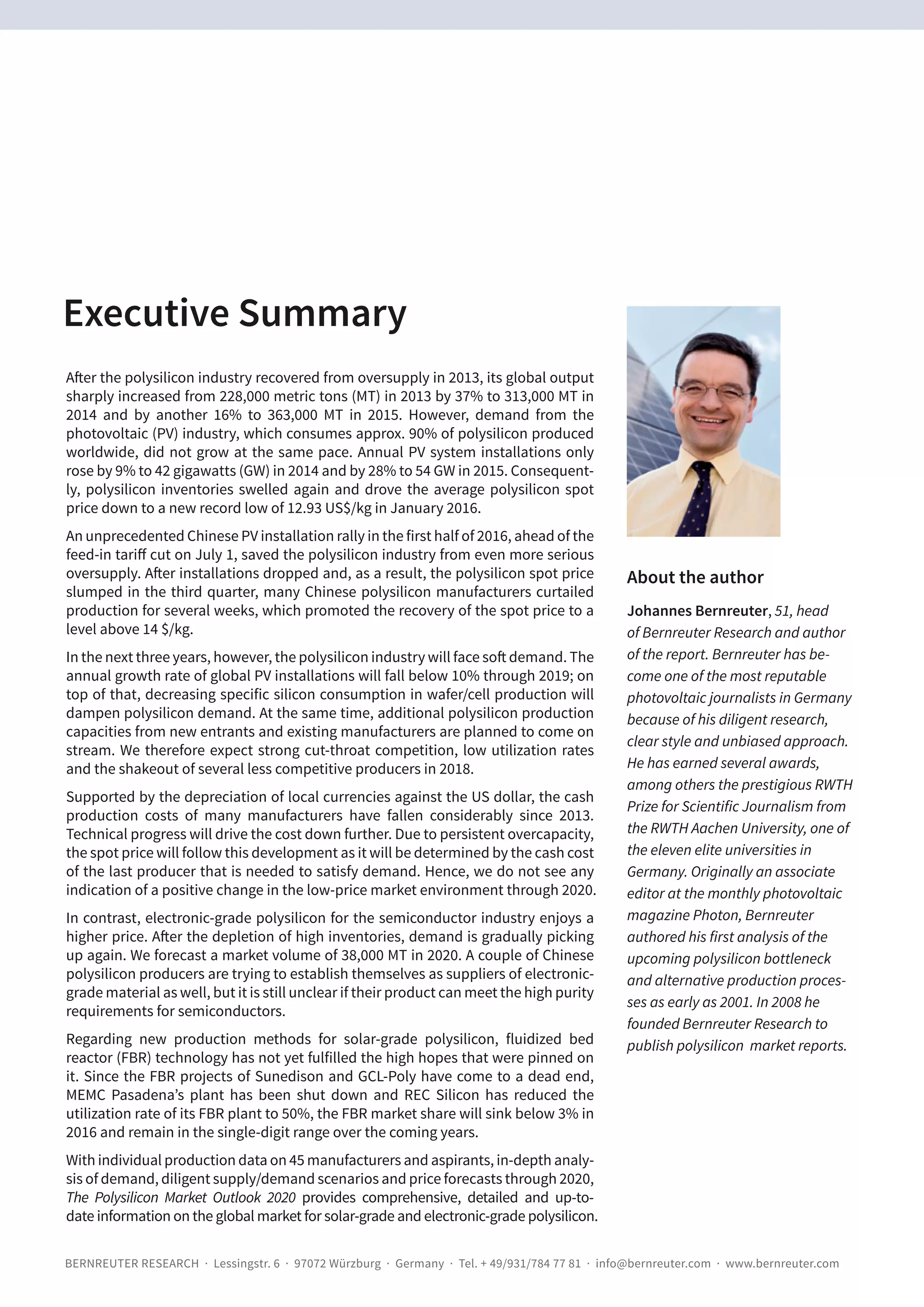 Polysilicon Market Outlook 2020 – Polysilicon Market Report | PDF