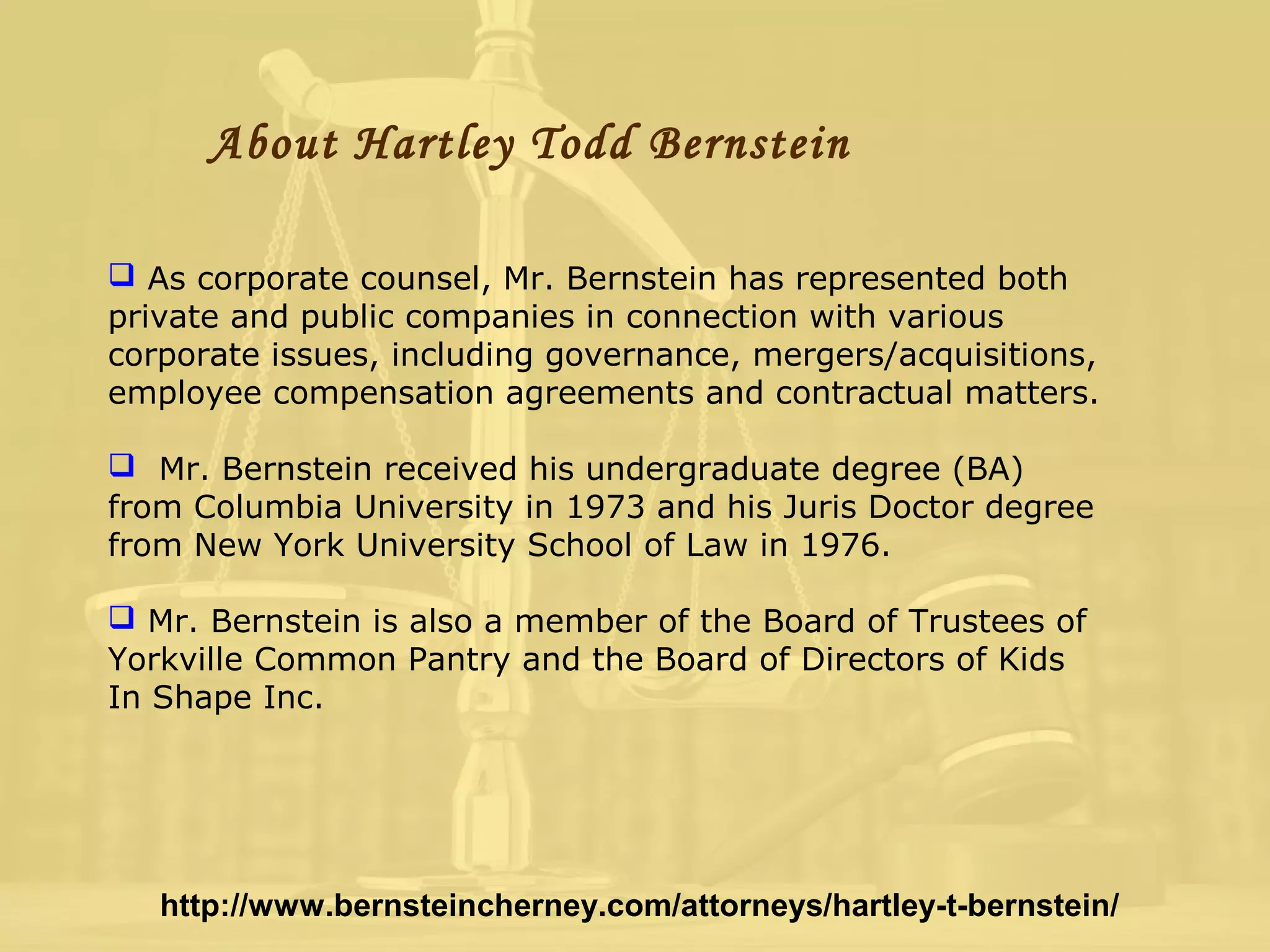 Hartley Todd Bernstein And Debra Cherney | PPT