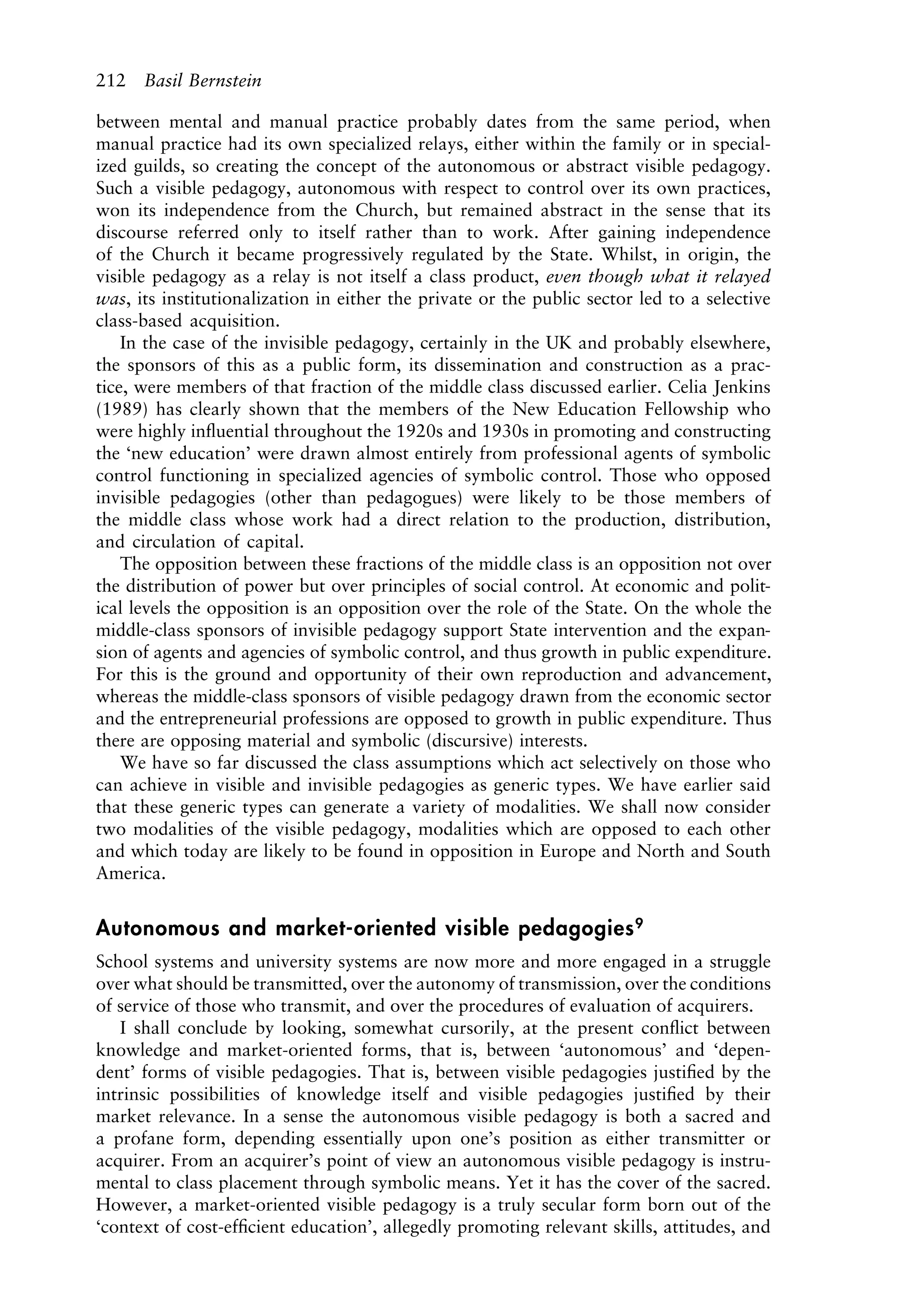 Bernstein social class_and_pedagogic_practice | PDF