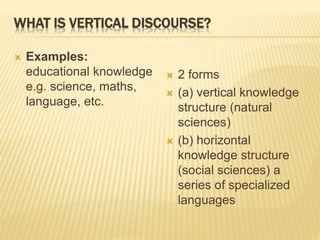 Bernstein vertical and horizontal discourse | PPTX