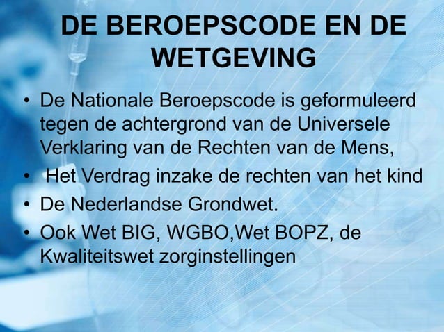 Beroepscode verpleegkundigen | PPTX