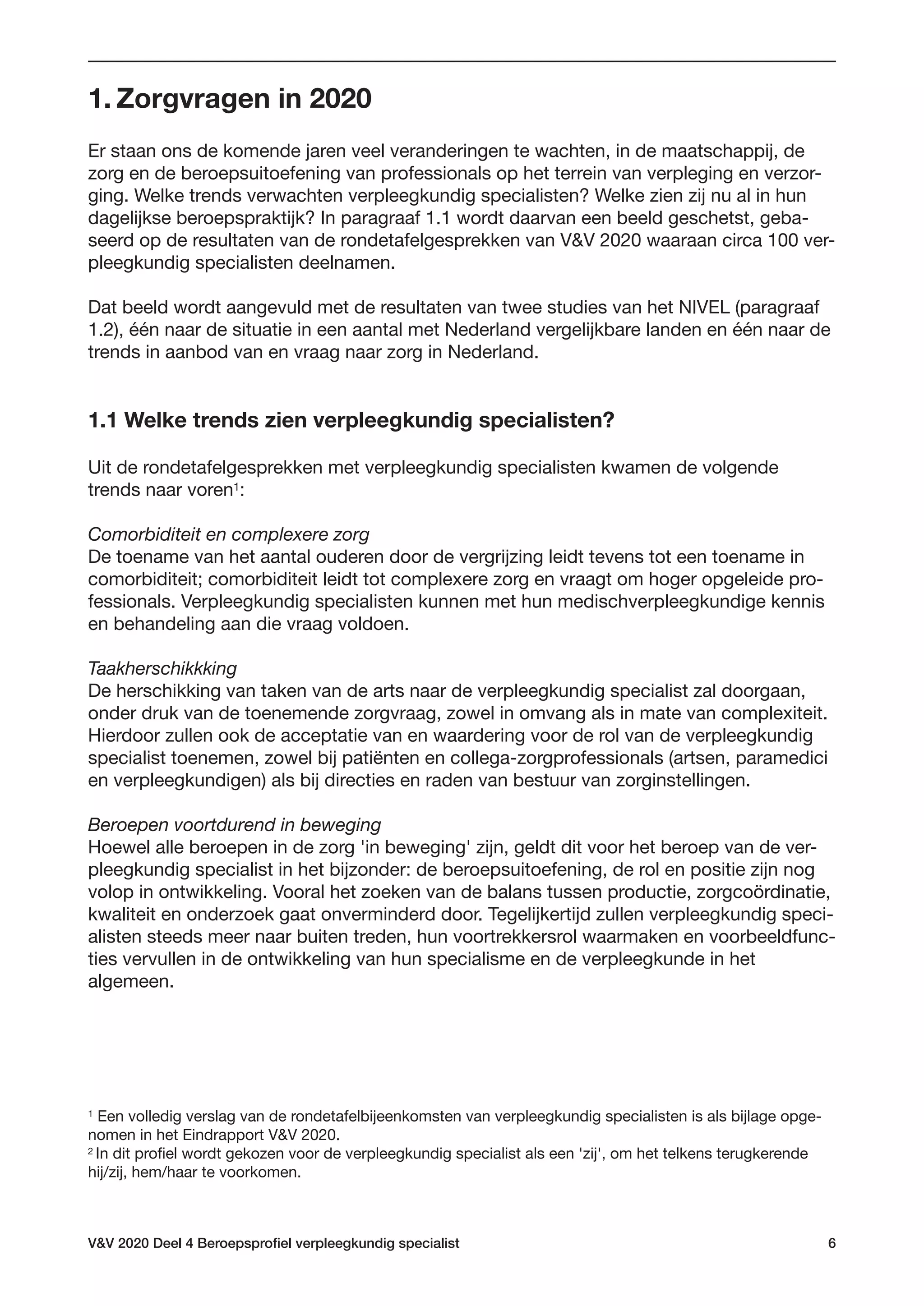 Beroepsprofiel verpleegkundig specialist | PDF