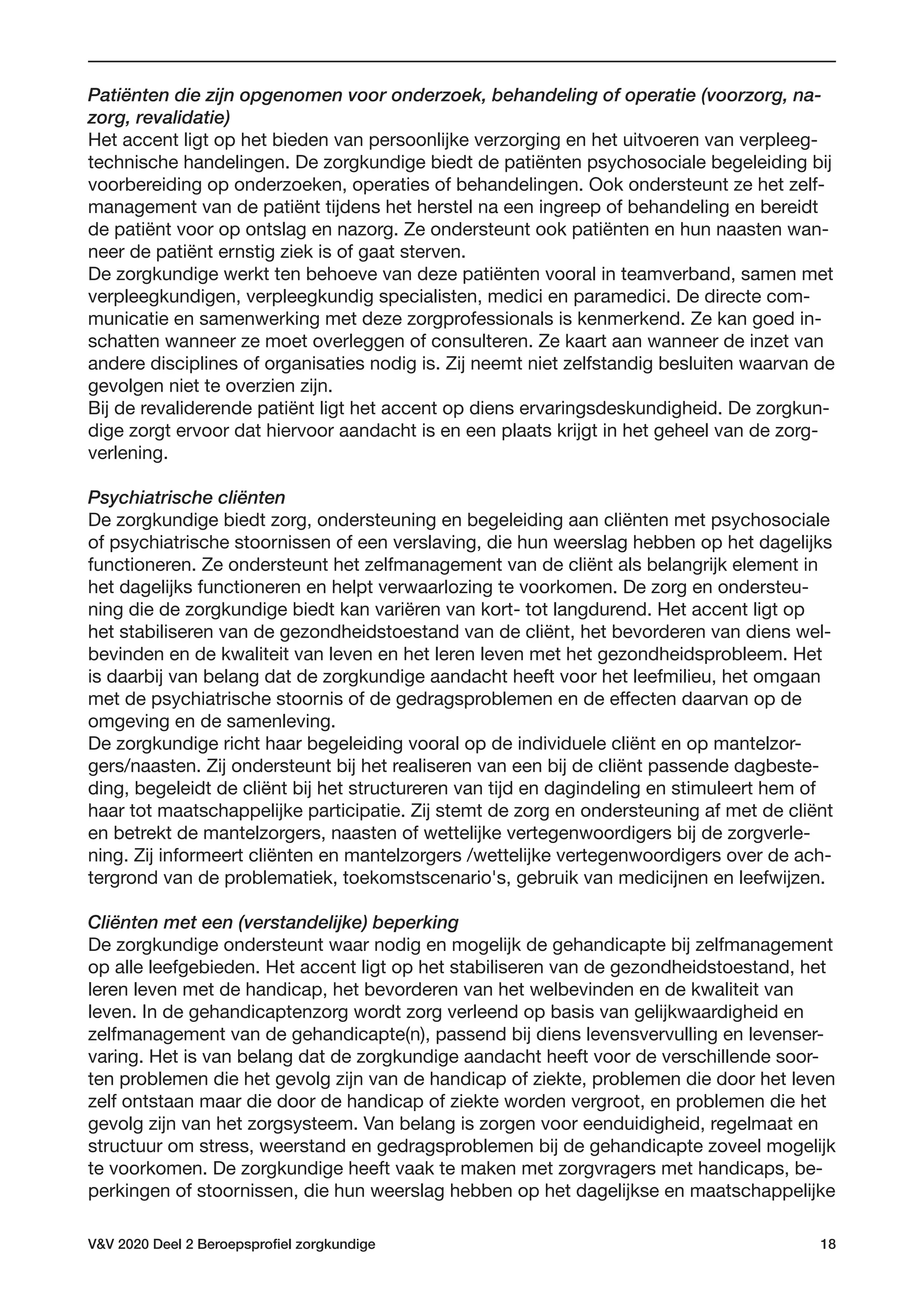 Beroepsprofiel zorgkundige | PDF