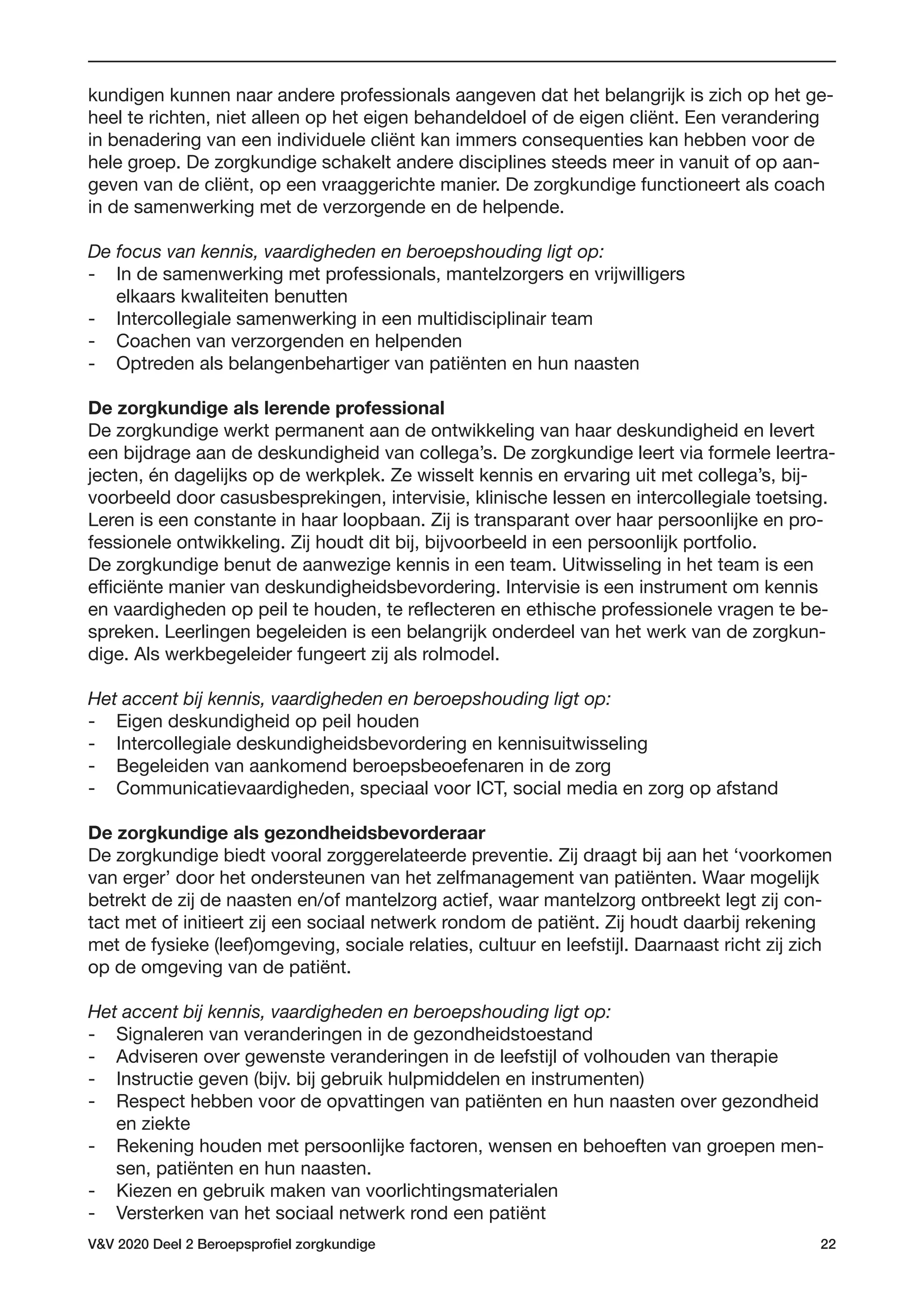 Beroepsprofiel zorgkundige | PDF