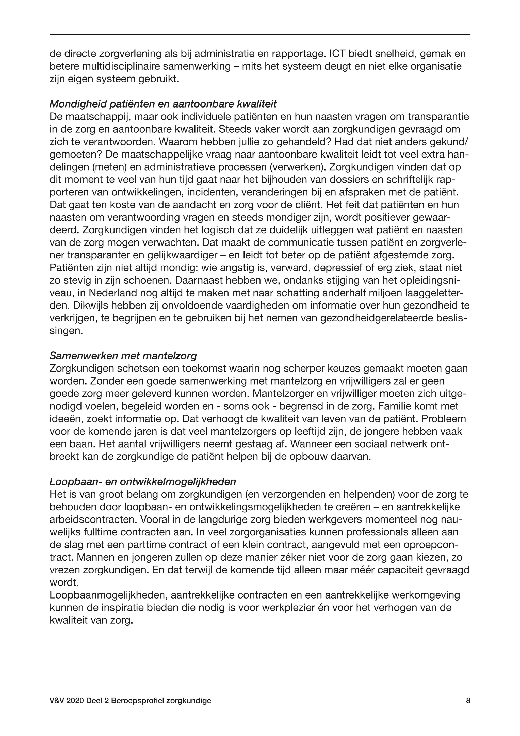 Beroepsprofiel zorgkundige | PDF