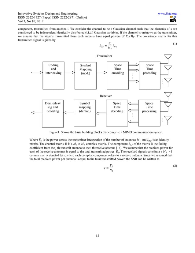 Ber Performance Analysis Of Mimo Systems Using Equalization Pdf