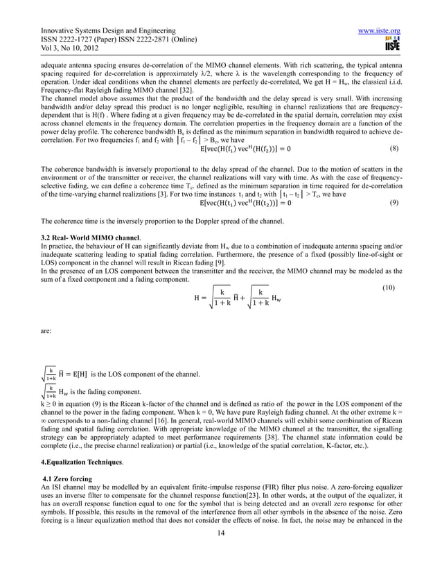Ber performance analysis of mimo systems using equalization | PDF Ber performance analysis of mimo systems using equalization | PDF