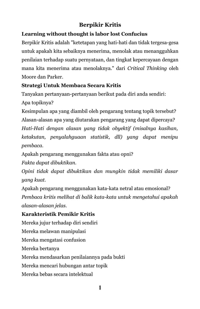 Berpikir kritis | PDF