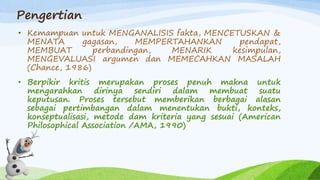 Berpikir kritis | PPT