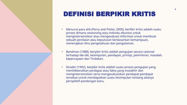 MATERI BERPIKIR KRITIS DALAM KEPERAWATAN | PPTX