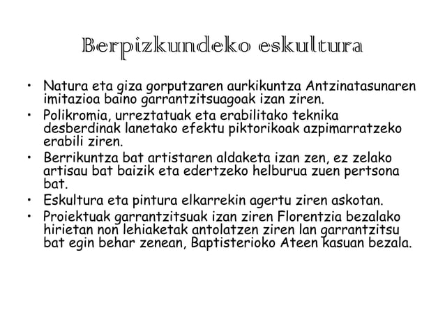 Berpizkundeko eskultura | PPT